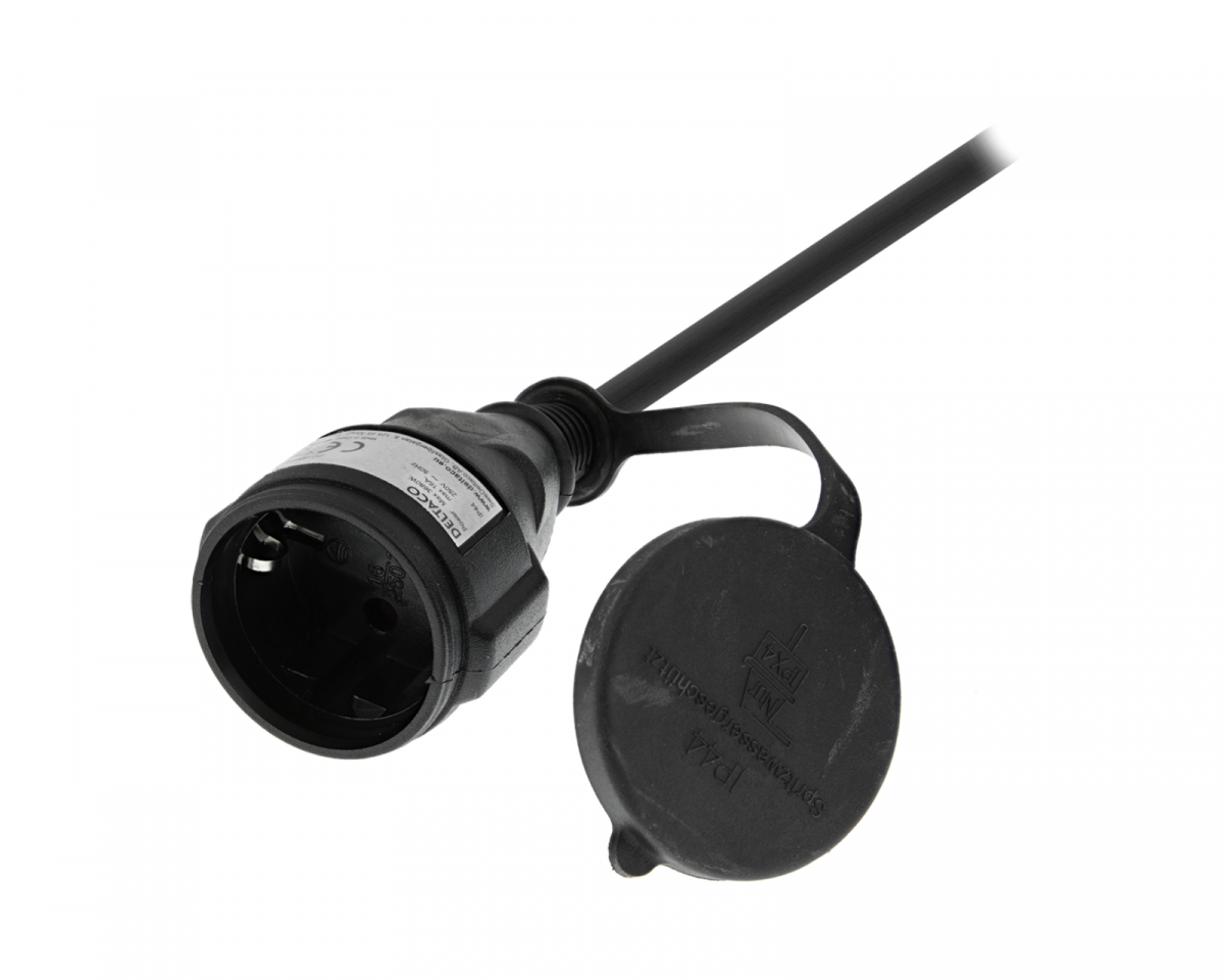 Deltaco Jordad Förlängningskabel för utomhusbruk, Svart - 10 meter ...